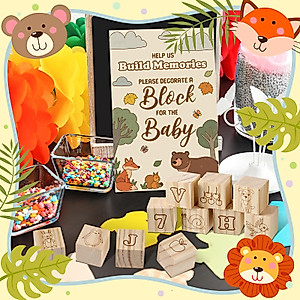 Watersay 53 Pcs Baby Shower Games Sign Kit Include 36 Abc Letter Alphabet Blocks 4 DIY Wooden Blocks 1 Block Game Frame Sign 12 Acrylic Markers for Gender Reveal Building Game Decorate Winners Decor