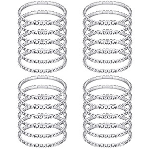 Kajaia 24 Pcs Rhinestone Bracelets for Women Silver Stretch Bracelets Stackable Crystal Tennis Bracelet Set for Jewelry Party Anniversary Bridal Wedding 2.13 Inch