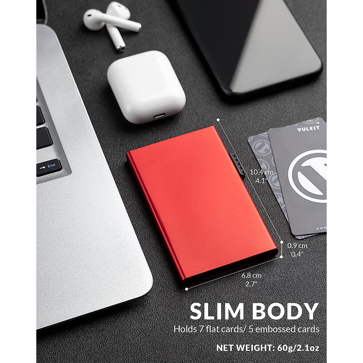 VULKIT Minimalist Credit Card Holder Pop Up Cards RFID Protection Slim Metal Wallet