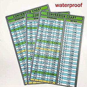 3 Pack Fraction and Decimal to Metric Conversion Chart Card Decal 5.5 x 8.5Inch Waterproof Vinyl Easy to Read Decal Inches and Millimeters Conversion Chart Card for Toolbox Sticker Engineers