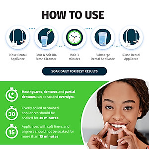 TCS Fresh Dental Appliance Cleaner Set - 6 Month Supply - Professional Strength Concentrated Retainer Cleaner Solution with Soft Bristle Dental Brush