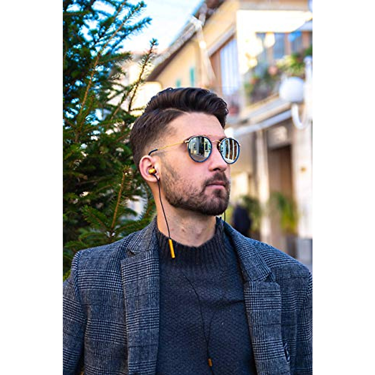 LUDOS CLAMOR Wired Earbuds in-Ear Headphones, 5 Years Warranty, Earphones with Microphone, Noise Isolating Ear Buds, Memory Foam for iPhone, Samsung, School Students, Kids, Women, Small Ears - Gold