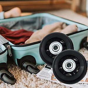 Suitcase Luggage Wheel Replacement kit Rubber Universal Wheels Swivel Caster Bearing Tool（Set of 2 Rounds） (OD:80 W:24 ID:6 Axles:36/ 40mm)