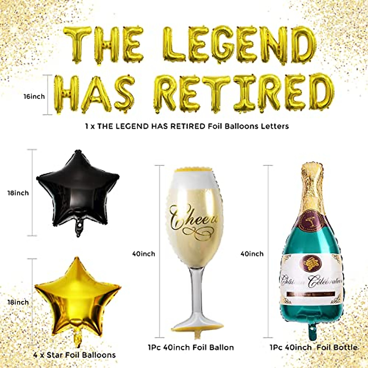 Retirement Party Decorations for Women & Men | Elegant Black & Gold