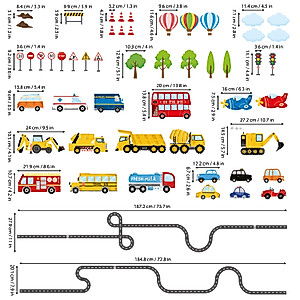DECOWALL SG3-2308 Transports and Road Wall Stickers Decals Kids Peel and Stick Removable for Nursery Bedroom Living Room décor Construction Car Truck Tractor Boys Playroom…
