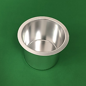 Yuanhe Aluminum Jumbo Cup Holder - 1 Pack Silver Poker Table Cup Holder Insert for Casino Game Table Sofa Boats Pontoon Marine Bench Desk RV Cars & Trucks