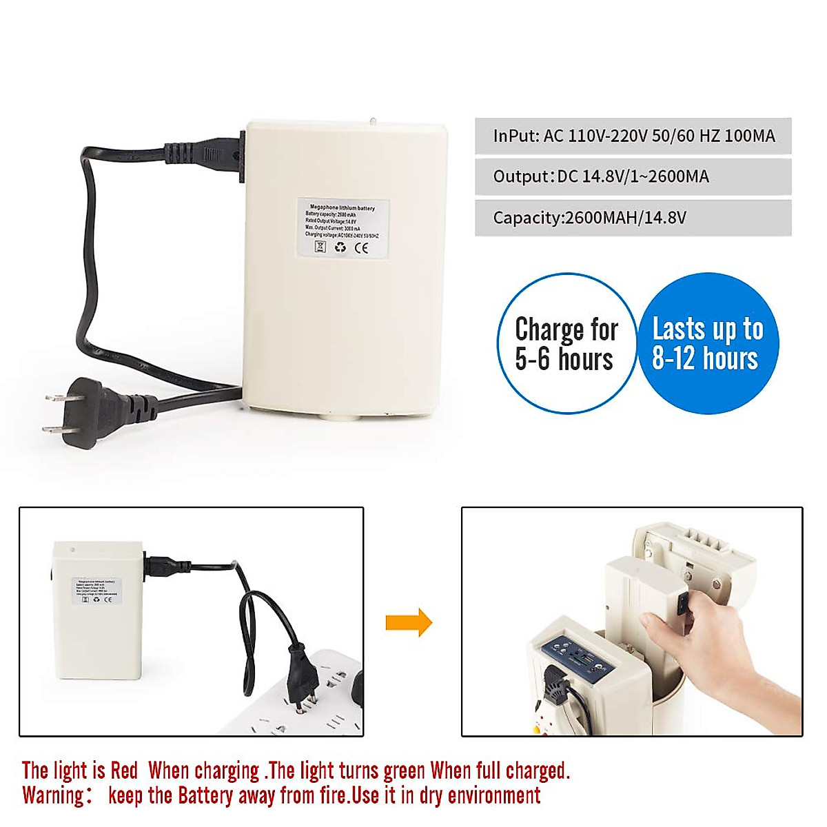 My Mealivos 75 W 2000 Professional Yard Sound Range Heavy PA Bullhorn Megaphone Speaker, Adjustable Volume, Loud Hand Held Megaphone, Outdoor Activities, Coaching, Football, Baseball, Hockey(Ivory)