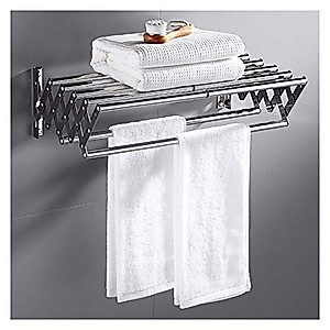YAWEDA Rust-Proof and Space-Saving Indoor and Outdoor Hangers Stainless Steel Durable Wall Mount Clothes Double Pole Drying Rack for Bathroom Kitchen Hotel (Size : 50-77cm)