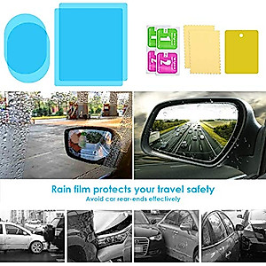 Yinuoday 4pcs Car Rearview Mirror Film Rearview Mirror Adhesive Anti- Fog Anti- Glare Anti- Scratch Rainproof Mirror Film