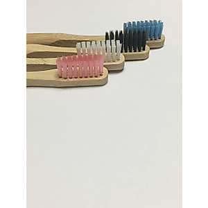 Bamboo Toothbrush Eco-Friendly Packs of 4 – Circular Organic Biodegradable handle with BPA-Free, Soft Nylon Bristle.