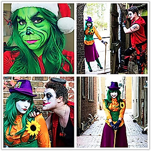 Bopocoko Green Wig Long Green Wigs for Women St Patricks Day Green Wig with Bangs Curly Wavy Soft Synthetic Green Wig BU036D