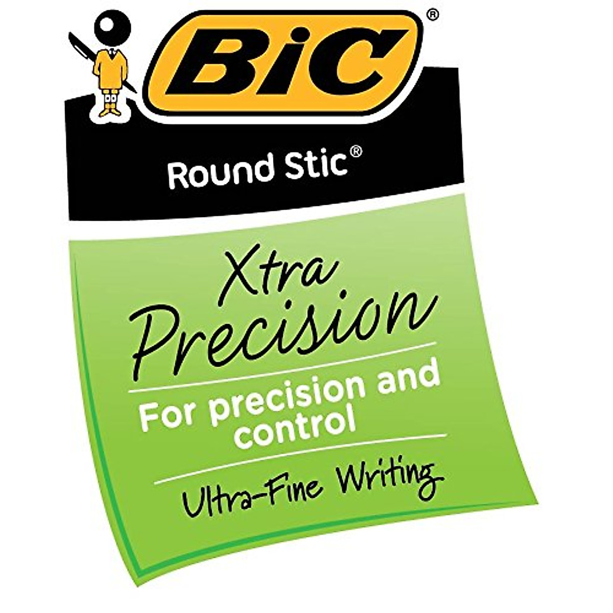 BIC Round Stic Xtra Precision Ballpoint Pen, Fine Point (0.8mm), Blue, 12-Count (Pack of 2)
