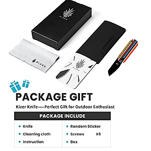Kizer Serape Series Mini Bay Pocket Knife, 1.9 Inches 154CM Steel Blade EDC Knife, G10 Handle Small Folding Camping Knife Tools V2583C1