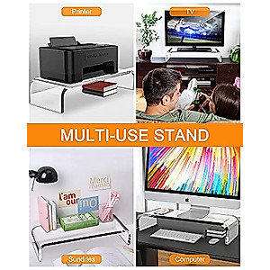 Clear Monitor Riser, Acrylic Computer Stand 20 inch - Sturdy 50LB Max - Promote Pain Relief Posture & Free Up Cluttered Space with TV, Laptop & PC Computer & Desk Storage Organizer Stand Riser