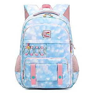 KIDNUO Girls Backpack 15.6 Inch Laptop School Bag Cute Kids Kindergarten Elementary Backpacks Middle Schoolbag Large Bookbags for Women Teens Students Anti Theft Travel Daypack (Blue)