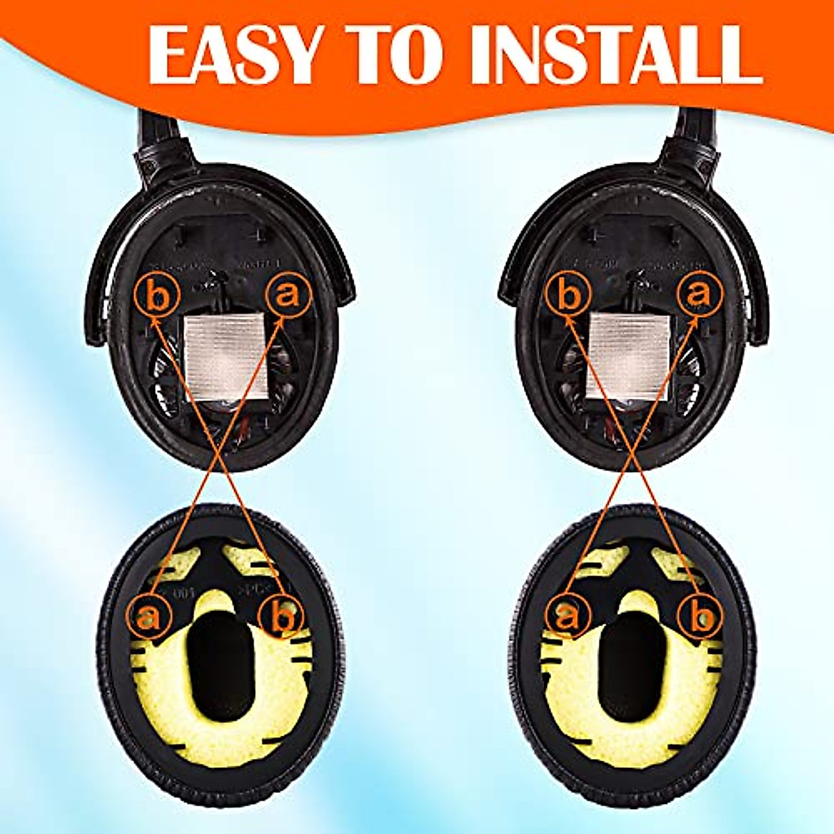 Cuziss QuickFit Replacement Ear Pads Cushions with Memory Foam for Bose On-Ear OE, OE1, QuietComfort QC3 Headphones Earpads, Headset Ear Cushion Repair Parts