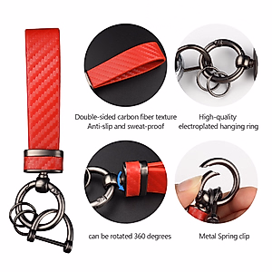 Wedfish Carbon Fiber Car Keychain,Car Key Chain,Car Accessories Key Ring&Anti-Lost,Good Gifts for Loved Ones and Friends (Red)