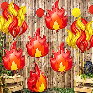 18 Pcs Fire Truck Birthday Party Supplies 32 Inch Fire Balloons Aluminum Firefighter Birthday Party Decorations 24 Inch Flame Balloons Fireman Theme Kids' Party Balloons for Campfire Hunting Decor