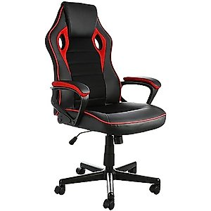 Elama Adjustable Swivel Base Office/Gaming Chair (Red)