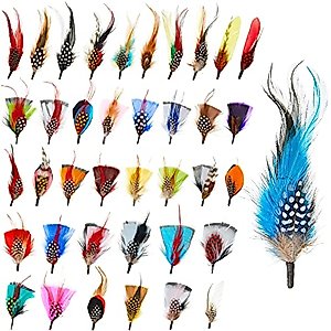 Kenning 39 Pcs Hat Feathers Assorted Feathers for Fedora Hats Colorful Real Feathers for DIY Craft, Christmas Decorations Men Women approx. 8-10 cm