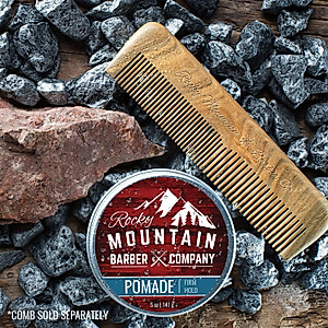 Rocky Mountain Barber Company Pomade for Men - 5 oz Tub Classic Styling Product with Strong Firm Hold for Side Part, Pompadour & Slick Back Looks – High Shine & Easy to Wash Out – Water Based