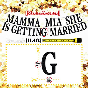 Mamma Mia She is Getting Married Banner, Newly Engaged/Wedding Gift for Bride, Engagement/Wedding/Brial Shower Party Decoration Supplies for Friends, Black Glitter