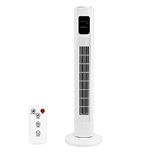 Antarctic Star Tower Fan Oscillating Fan Quiet Cooling Remote Control Powerful Standing 3 Speeds Wind Modes Bladeless Floor Fans Portable Bladeless Fan for Children Bedroom Home Office (White, 35")