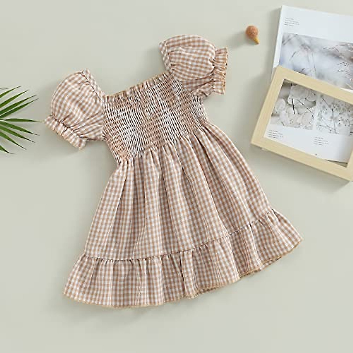 MERSARIPHY Toddler Baby Girl Dress Cotton Linen Baby Dress Sleeveless Sundress Girls Summer Clothes (Khaki Plaid, 3-4 Years)