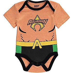 DC Comics Baby Boys Newborn 5 Infant Pack Short Sleeve Bodysuit Flash Superman Batman Aquaman Green Lantern Baby 0-3 months
