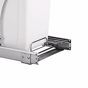 Household Essentials C29537-1 Under Cabinet Single Sliding Trash Can Caddy, 5-Gallon, Chrome & Glidez Narrow Sliding Organizer, 7", Chrome