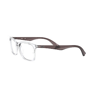Ray-Ban RX7047 Rectangular Prescription Eyeglass Frames, Transparent on Grey/Demo Lens, 54 mm