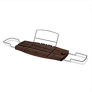 Umbra Aquala Bathtub Tray Bamboo Extendable and Adjustable Tray Holder, Walnut