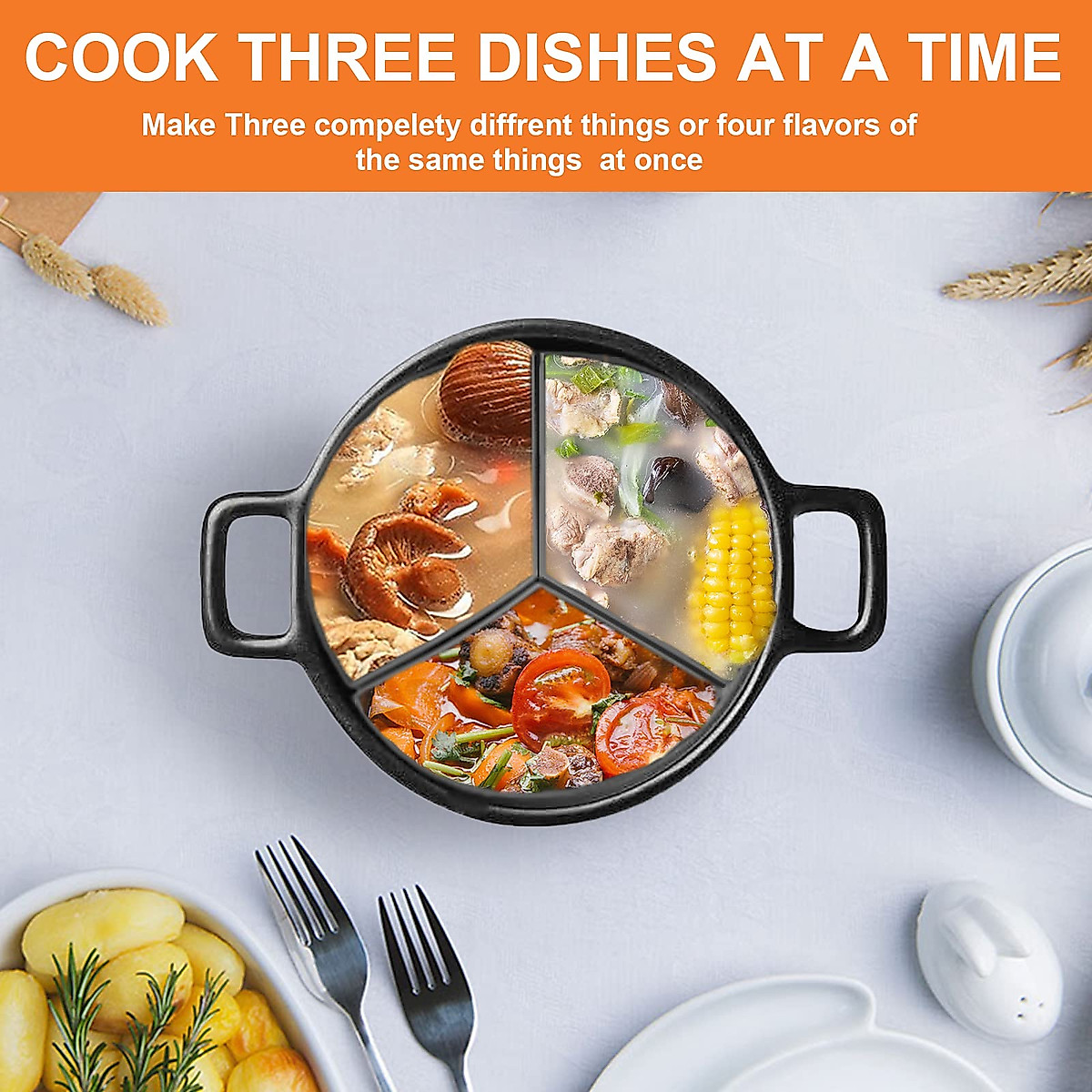 HYueaph Slow Cooker Divider Liner Reusable Leakproof Silicone Insert Divider Instant Pot Liners BPA Free Disahwasher Safe for 6 Quart Pot (3pcs)