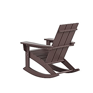 WO Home Furniture Adirondack Rocking Chair Set of 2 PCS Patio All-Weather and UV Protection for Any Outdoor Spaces (Dark Brown)