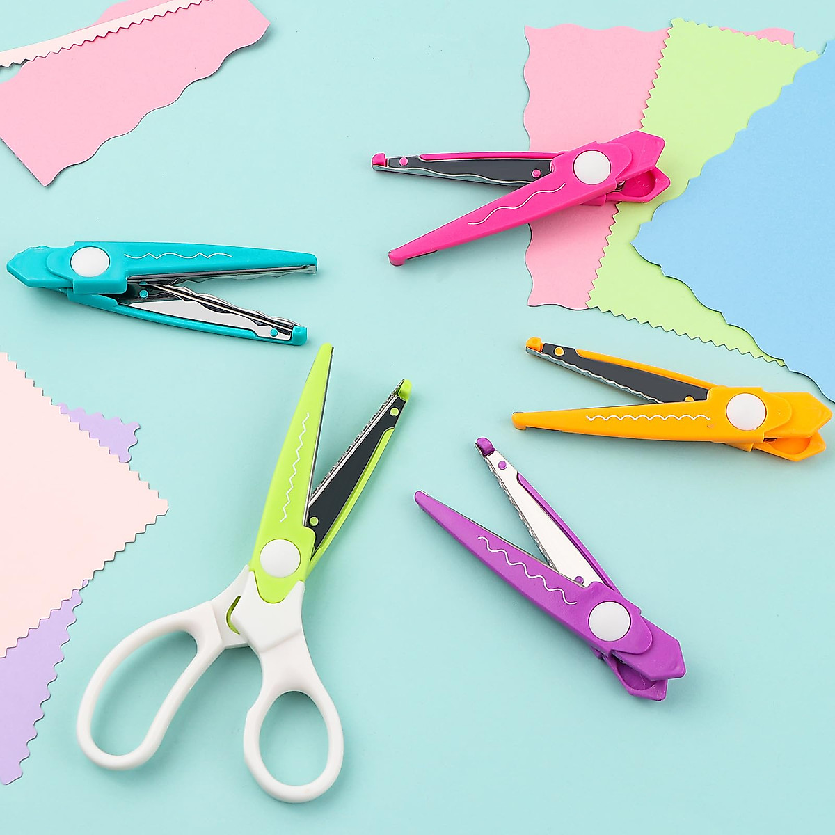 6Pcs/Set Craft Scissors Decorative Paper Edge Scissors With Storage Box Set, 5 Kinds Zig Zag Edges Scissors Great for DIY Projects Paper Card,Photo, Scrapbook,Office School Home Manual