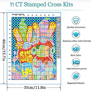 Eiazuiks 4 Packs Stamping Cross Stitch Kit, Gnomes Counting Cross Stitch Kit for Adult Beginners, Full Line DIY Cross Stitch Stitching Kit for Home Decor Cross Stitch Patterns 11.8x15.7 inches
