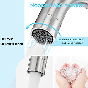 CREA Small Kitchen Faucet with Soap Dispenser,Brushed Nickel Bar Sink Faucet Single Hole,High Arc Single Handle Utility Faucet for Laundry Sink RV Outdoor Pre Wet Bar