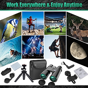 18x50 HD Binoculars for Adults with Upgraded Phone Adapter, Tripod and Tripod Adapter - High Powered with Super Bright and Large View for Bird Watching,Hunting,Travel