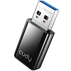 Cudy WU1300 AC 1300Mbps WiFi USB Adapter for PC, USB 3.0, USB WiFi Dongle, 5Ghz /2.4Ghz, WiFi USB, USB Wireless Adapter for Desktop/Laptop, Compatible with Windows Vista /7/8/8.1/10, mac OS, Linux