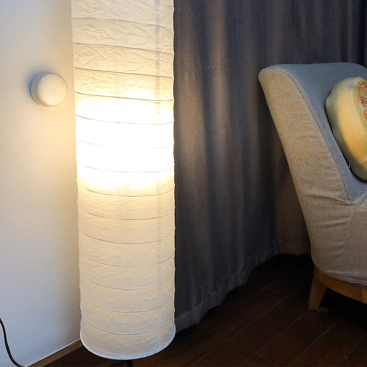 Homoyoyo Paper Floor Lamp Shades Rice Paper Lamp Shade Japanese Style Standing Floor Lampshade Cover Barrel Chandelier Protectors Floor Light Bulb Cage Guard for Home Bedroom