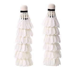 Alapaste 12-Pack Badminton Shuttlecocks Goose Feather Shuttlecocks Stable Durable Sports Training High Speed Badminton Birdies Balls,White