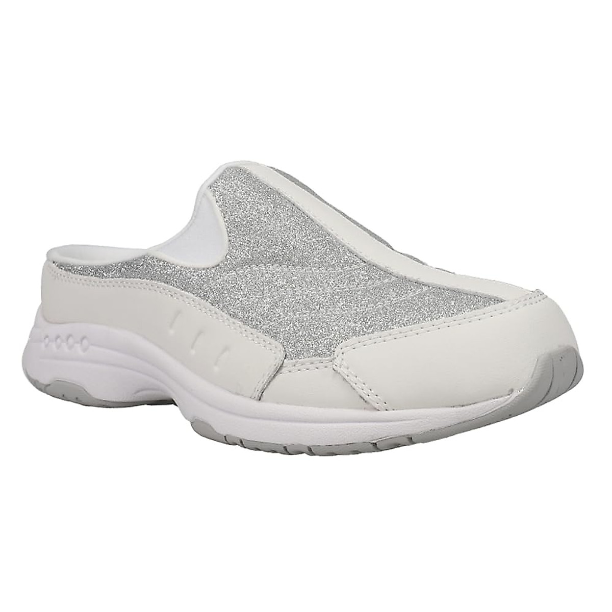 Easy Spirit Traveltime Athletic Slip-On Women's Slip On 6 B(M) US White-Silver-Glitter