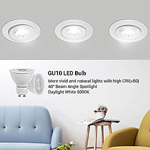 DEWENWILS 6-Pack GU10 LED Light Bulb, Dimmable 5000K Daylight GU10 Bulb Replacement for Track Lighting, 7W(50W Equivalent) LED Bulbs for Living Room, Kitchen Range Hood, Bathroom, 500LM, UL Listed