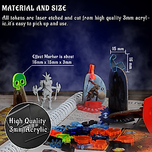 Condition Tokens Set of 60 Acrylic Status Effects Markers Game Accessories for Gloomhaven, Forgotten Circles and Jaws of the Lion