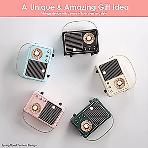 SpringFlora Retro Bluetooth Speaker, Wireless Vintage Small Speaker with Stereo Sound,Hands-free Call,400mA Battery,TF Card,Aux Line, Water-Proof For iOS Android Smartphone Home Office Gift Ideas Pink