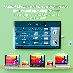j5create ScreenCast 4K Wireless Adapter Screen Cast from Mobile Phone, Tablet, or Laptop Support for AirPlay, Miracast & Chromecast Mirror Extend for Windows & macOS Wireless Screen Display (JVAW76)