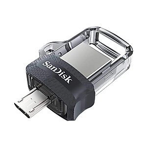 SanDisk 256GB Ultra Dual Drive m3.0 for Android Devices and Computers - microUSB, USB 3.0 - SDDD3-256G-GAM46, Black