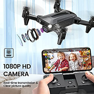 DEERC Drone with Camera for Kids, D40 FPV HD 1080P Mini Drones for Adults Beginner, Foldable Quad Air Hobby RC Quadcopters & Multirotors, Toys Gifts, 2 Batteries 20 Mins Flight Time, Easy to Fly