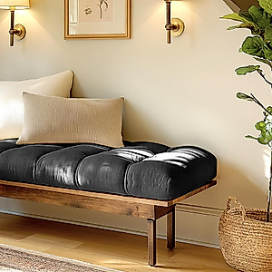 Sutteles Bench Cushion Outdoor Bench Cushion, Bench Cushions for Indoor/Outdoor Furniture, for Piano/Window/Porch Swings/Dining Bench Thickened Non-Slip Custom Bench Cushion (36x14x4 Inch, Black)