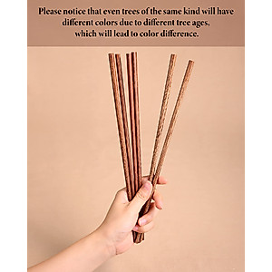 Donxote 12 Inches Cooking Chopsticks 2 Pairs with Chopstick Rest, Kitchen Noodles Frying Wok Long Chopstick, Wooden Reusable Chop Sticks, Apply to Asian Cooking Deep-Fry Food